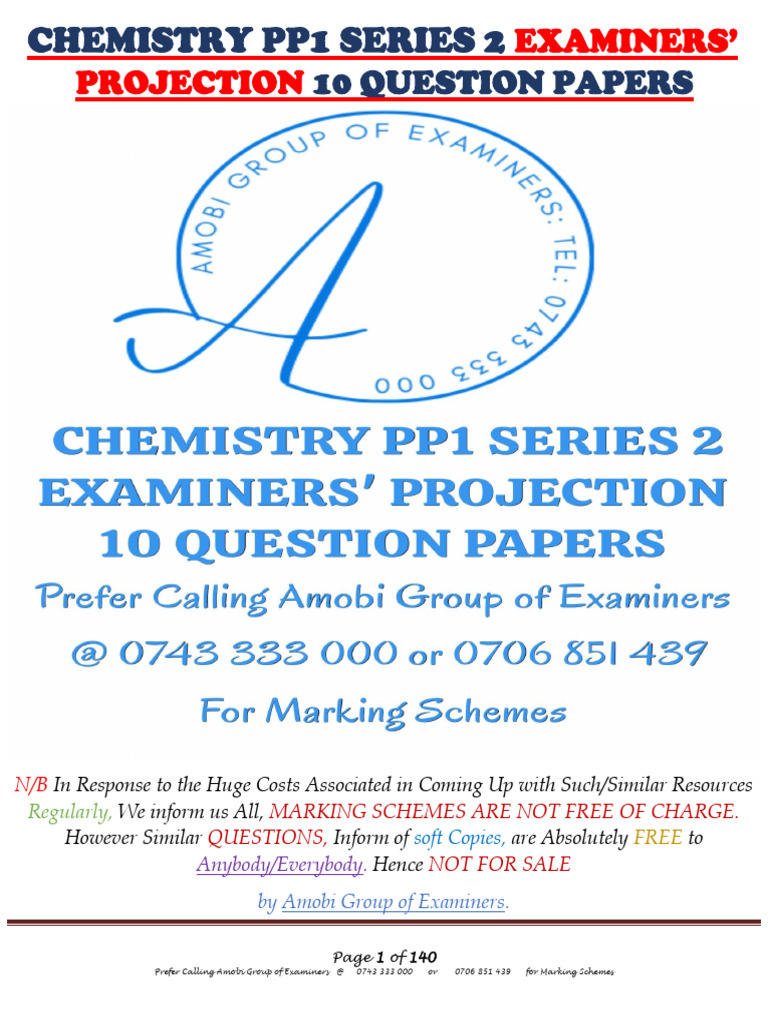 Chem PP1 S2 Examiners' Proj 10 QP | PDF | Chemical Compounds | Atoms