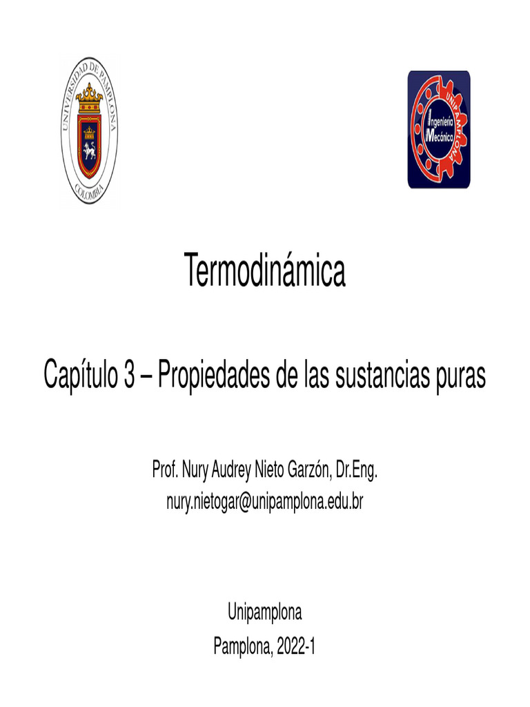 Capítulo 3, Termodinámica, Propiedades de Las Sustancias Puras, 2022-1 | PDF | Fase (materia ...