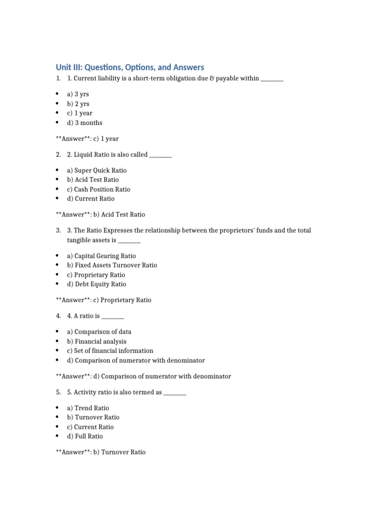 Unit III Questions and Answers | PDF | Dividend | Working Capital