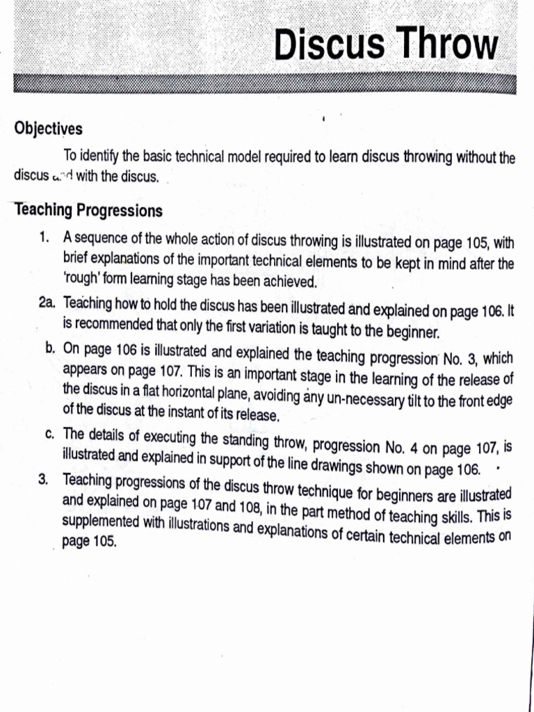 Discus Throw (Teaching Stages) | PDF