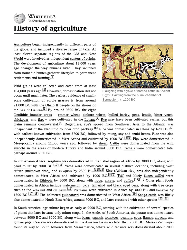 History of Agriculture | PDF | Agriculture | Crop Rotation