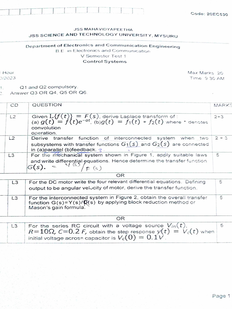 Question - Papers (1) CONTROL SYSTEMS | PDF