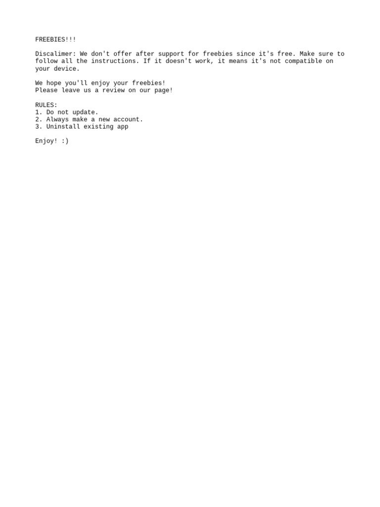 Read First Before Using Freebies | PDF