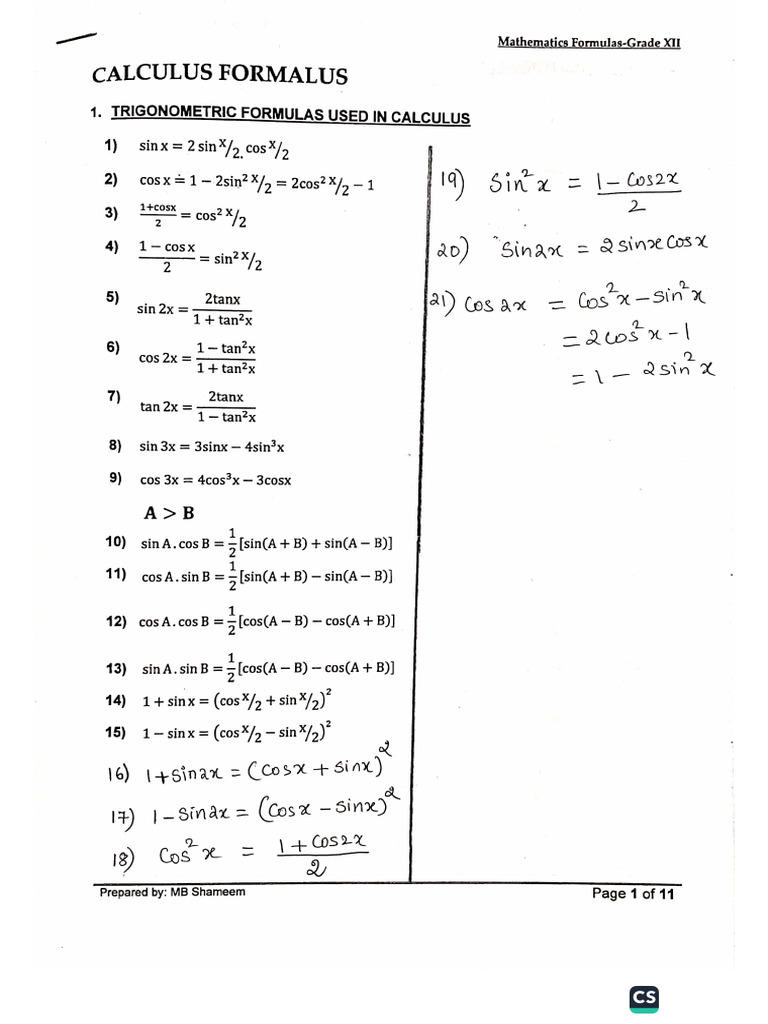 Calculus_formula | PDF