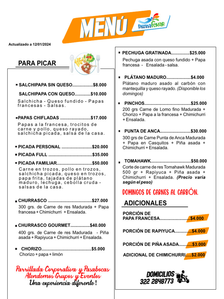 Menú de Carnes y Picadas Variadas | PDF | Cocina latinoamericana ...