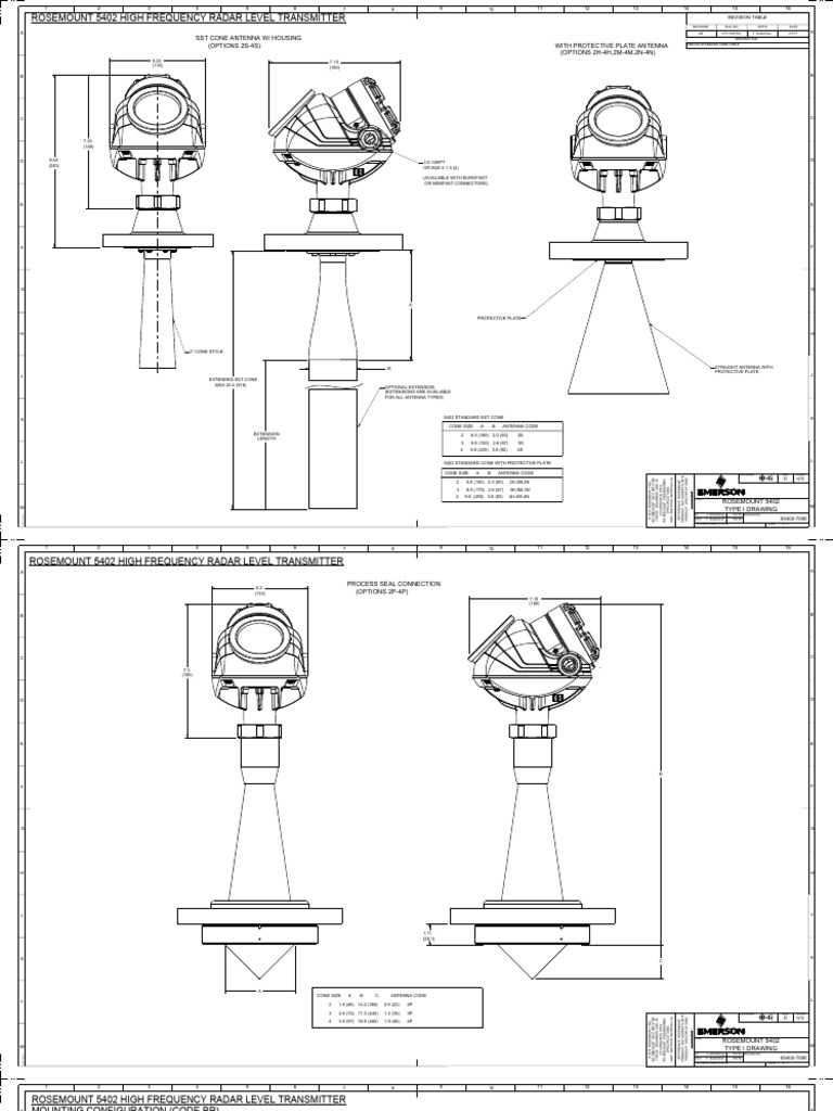 type-1-drawing-rosemount-5402-high-frequency-radar-level-transmitter-2d-pdf-en-80316 | PDF ...