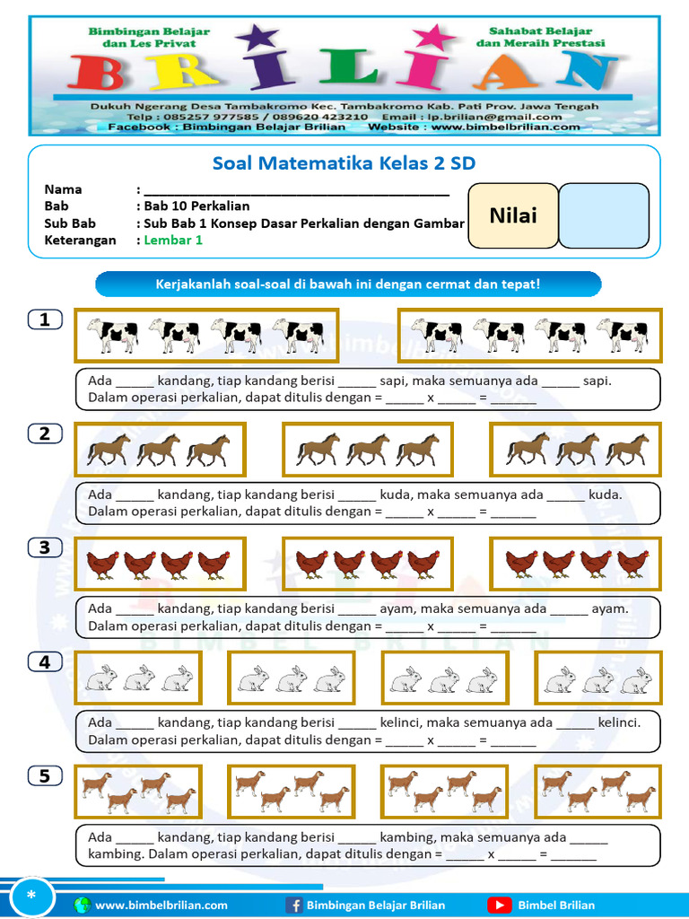 Soal Perkalian Bergambar Kelas 2 SD | PDF