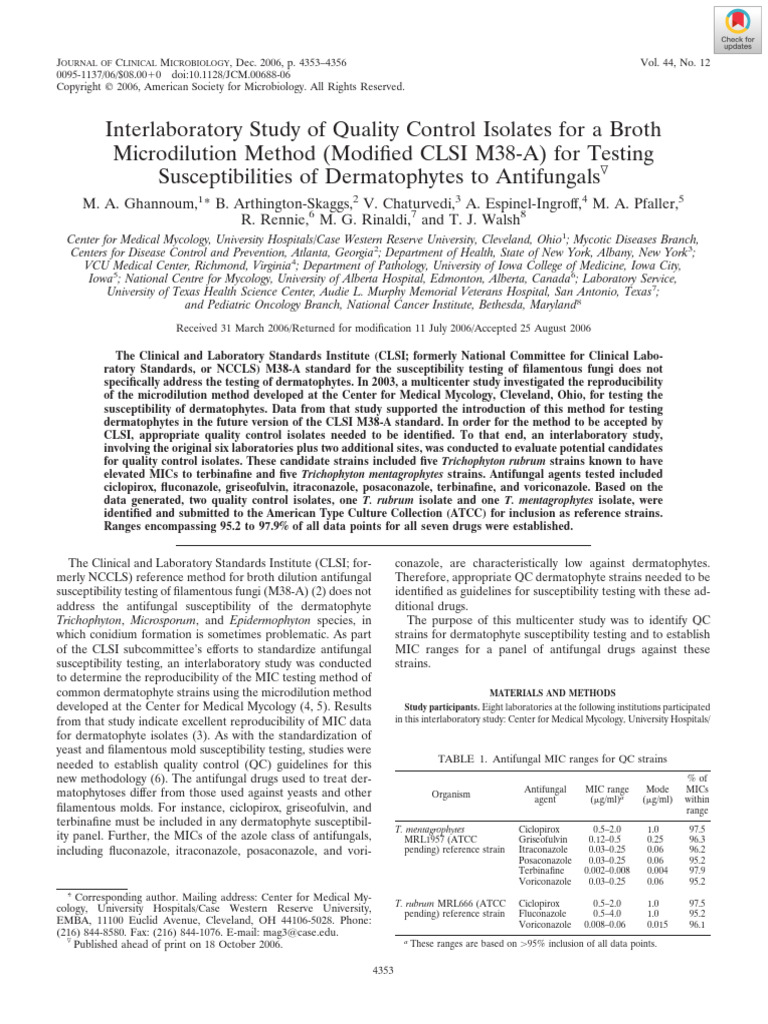 Ghannoum Et Al Interlaboratory Study of Quality Control Isolates For A ...