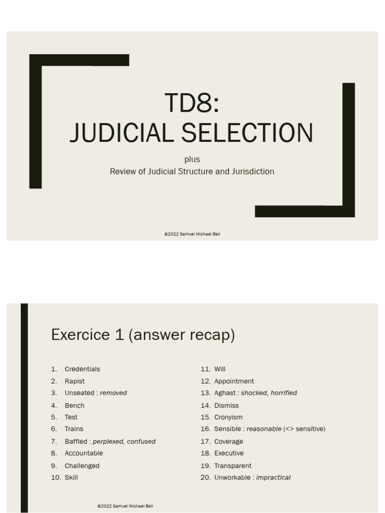 Judicial Selection and Structure Overview | PDF | United States Courts ...