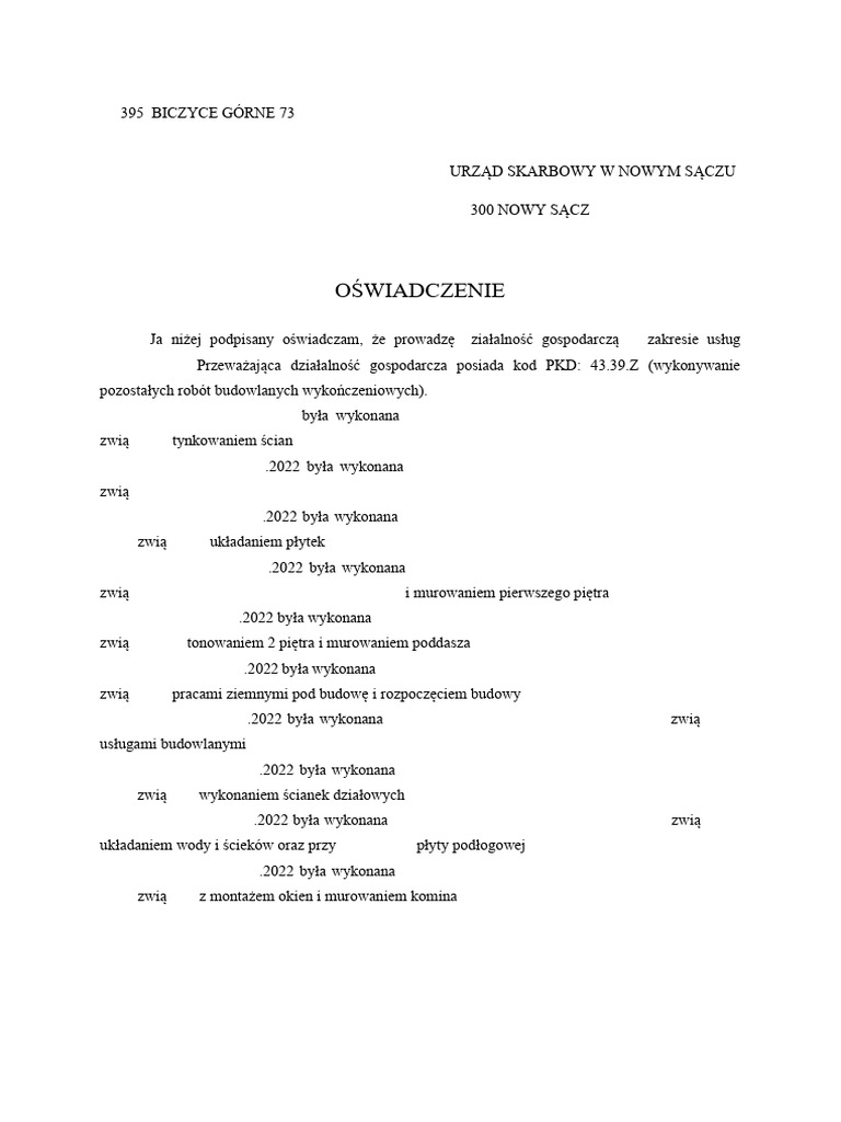 o%c4%b9_wiadczenie Do Us - Kamil Tokarczyk | PDF