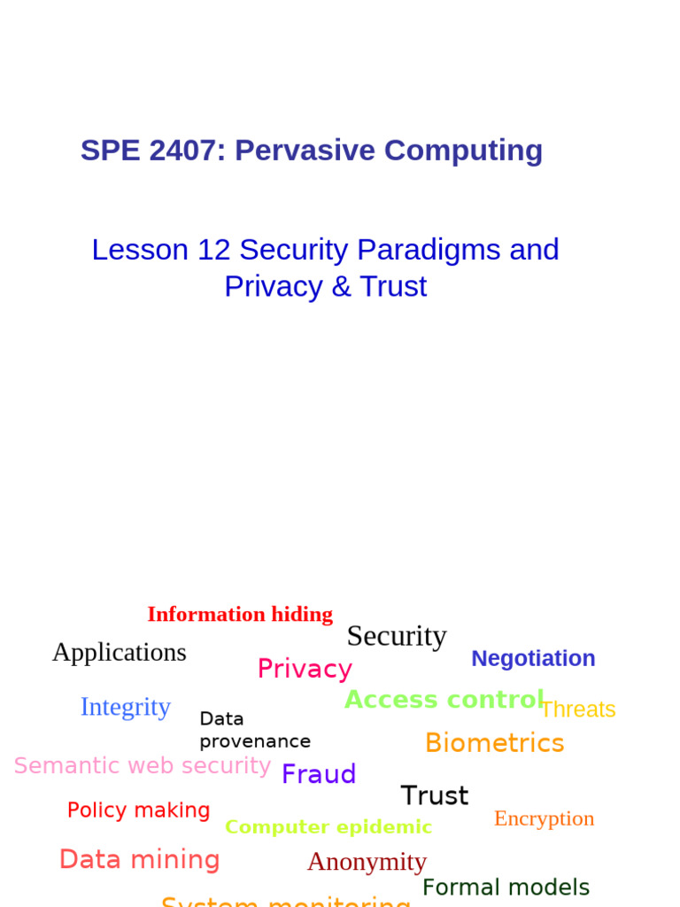 Security Paradigms in Pervasive Computing | PDF | Computer Security ...
