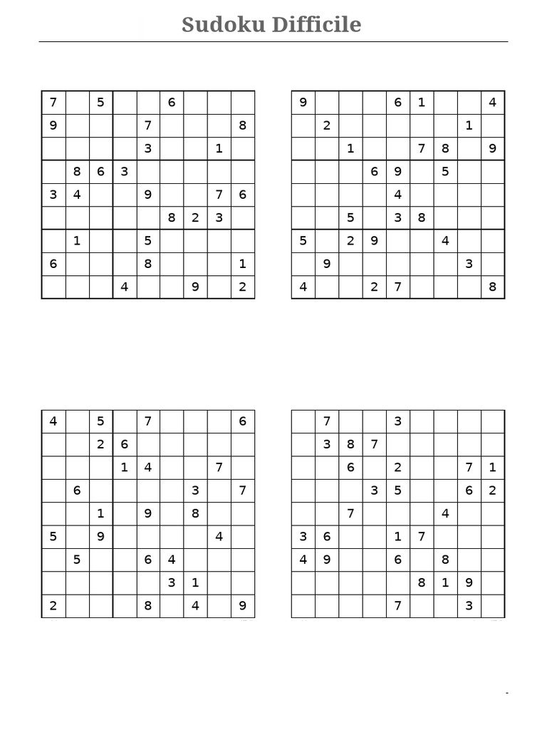 Sudoku Difficile à Imprimer PDF | PDF | Jeux de logique | Impression