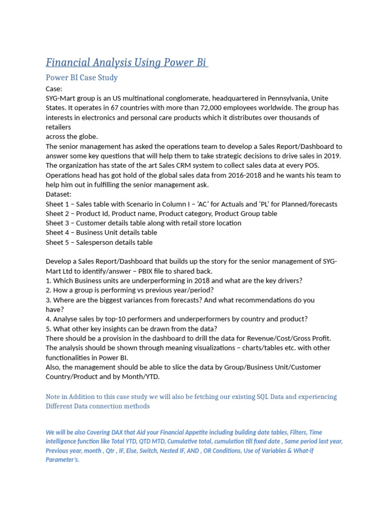 Financial Analysis Using Power Bi | PDF