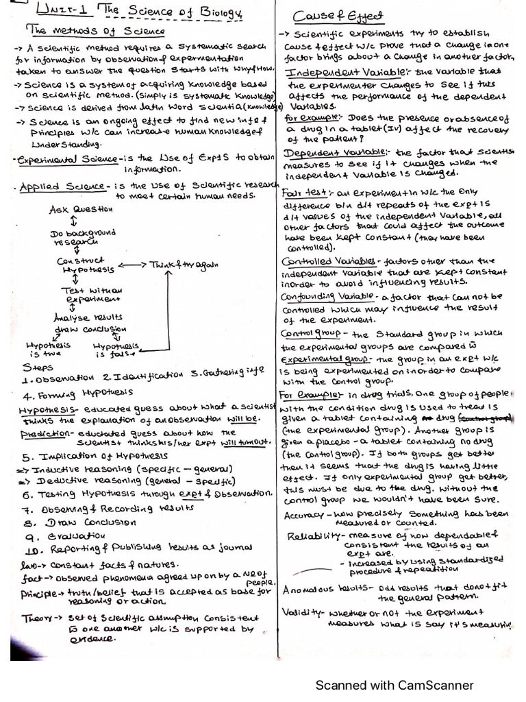 Grade 11 Biology Unit 1 | PDF