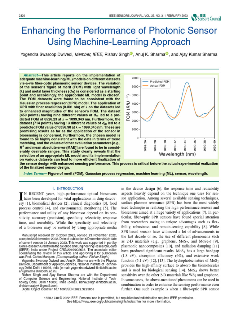 Enhancing The Performance of Photonic Sensor Using Machine-Learning Approach | PDF | Surface ...