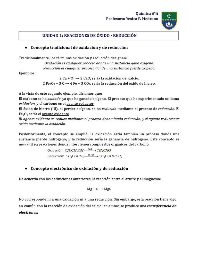 APUNTE TEÓRICO - Redox | PDF | Redox | Compuestos químicos