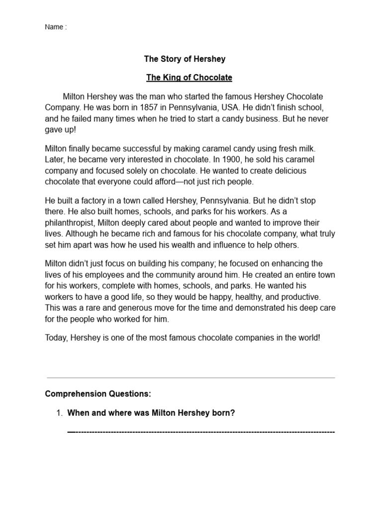 The Legacy of Milton Hershey's Chocolate | PDF | Sugar Confectionery ...