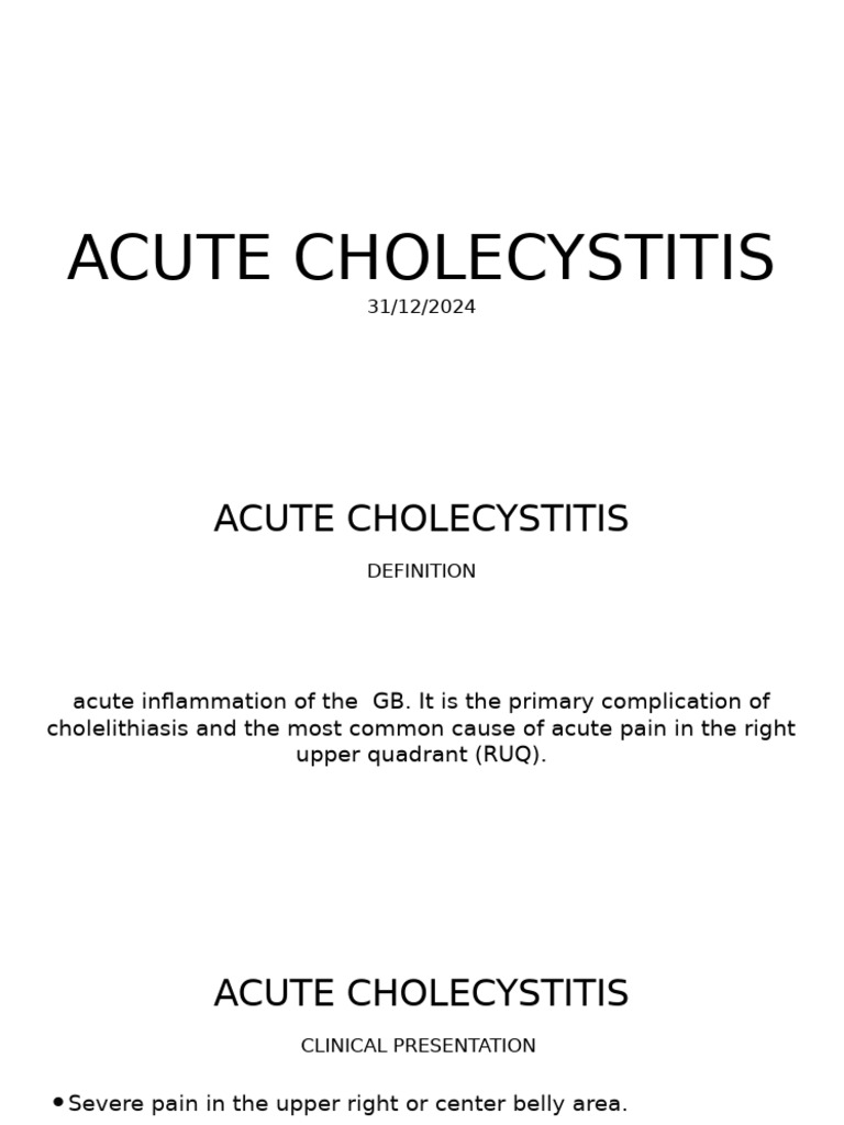 Acute Cholecystitis Overview and Imaging | PDF | Gallbladder | Medical ...
