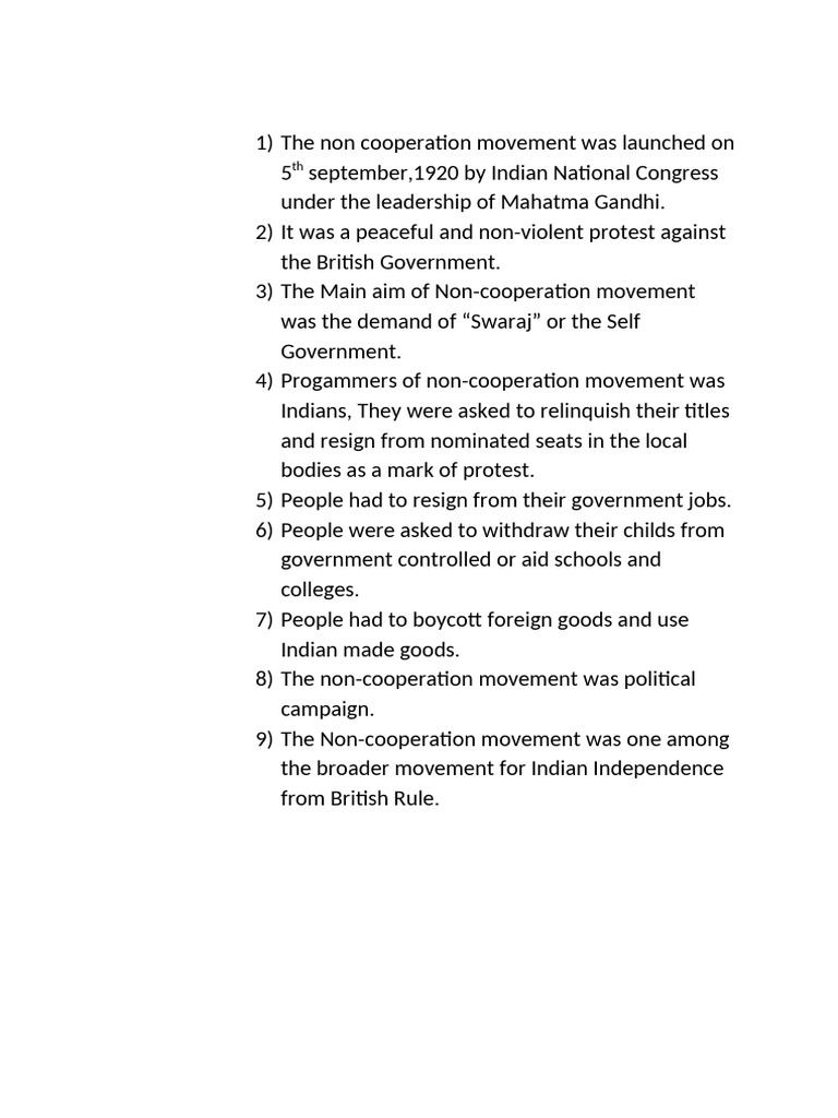 Non Cooperation Movement | PDF