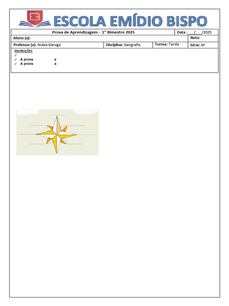 Prova Adap 6º Geo 1 25 | PDF