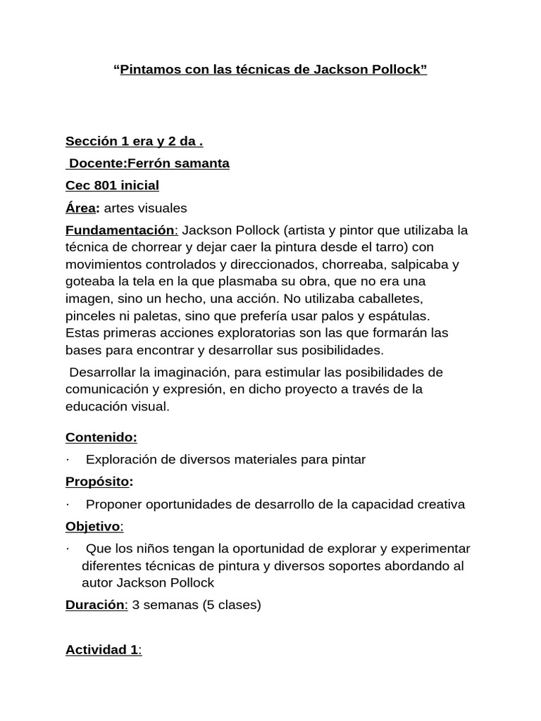 Técnicas de Pintura Inspiradas en Pollock | PDF | Pinturas | Color