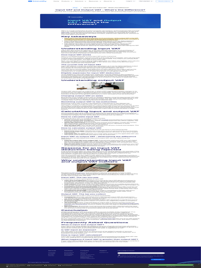 Taxually Input VAT and Output VAT - What's the Difference | PDF | Value ...