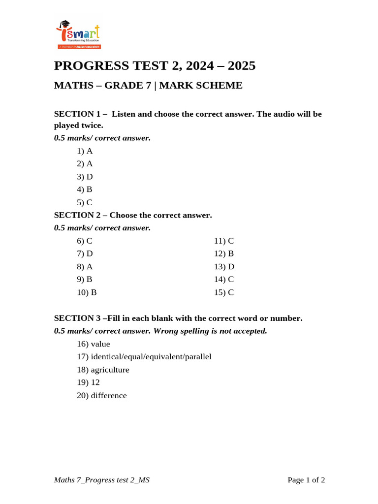 2425 - Sem2 - M7 - Official Test - Key | PDF