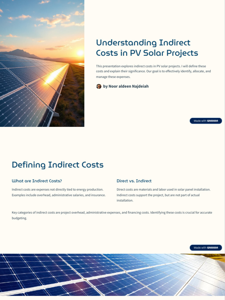 Understanding Indirect Costs in PV Solar Projects | PDF | Cost | Expense