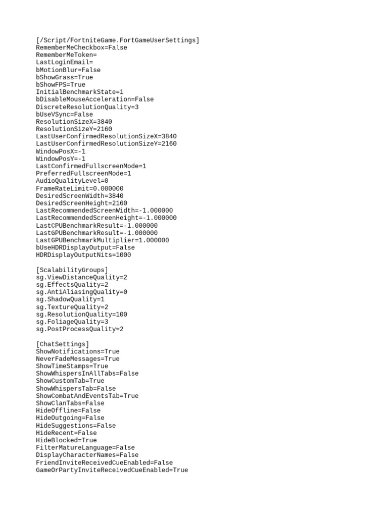 GameUserSettings Ini | PDF