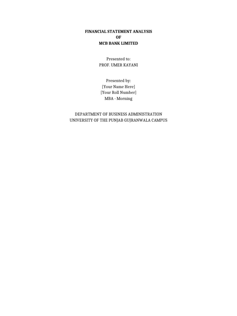 MCB Financial Analysis Report | PDF