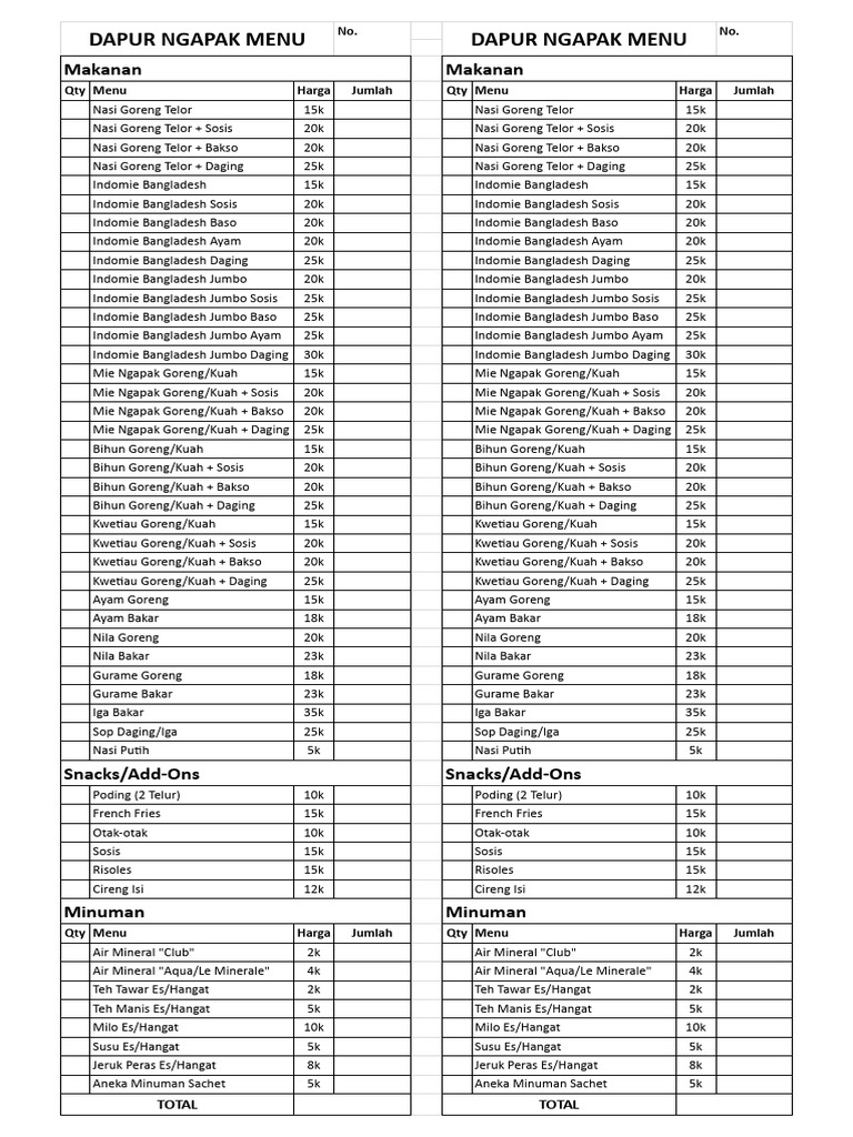 List Menu Dapur Ngapak - Folio | PDF | Asian Cuisine | Ramen