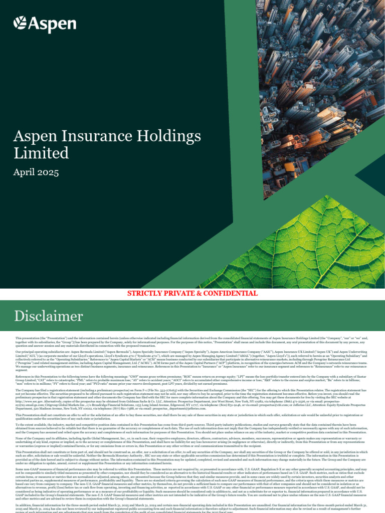 Marlin Roadshow Presentation (28-Apr-2025 10PM) - VF | PDF | Insurance ...