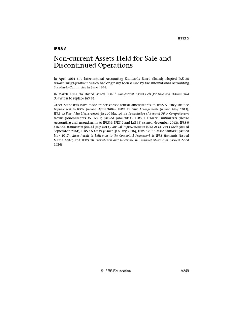 Ifrs 5 Non Current Assets Held For Sale and Discontinued Operations ...