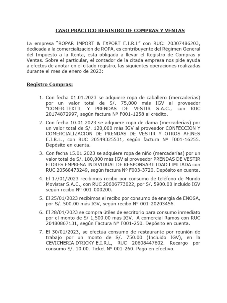 CASO_PRACTICO_REGISTRO_DE_COMPRAS_Y_VENTAS | PDF