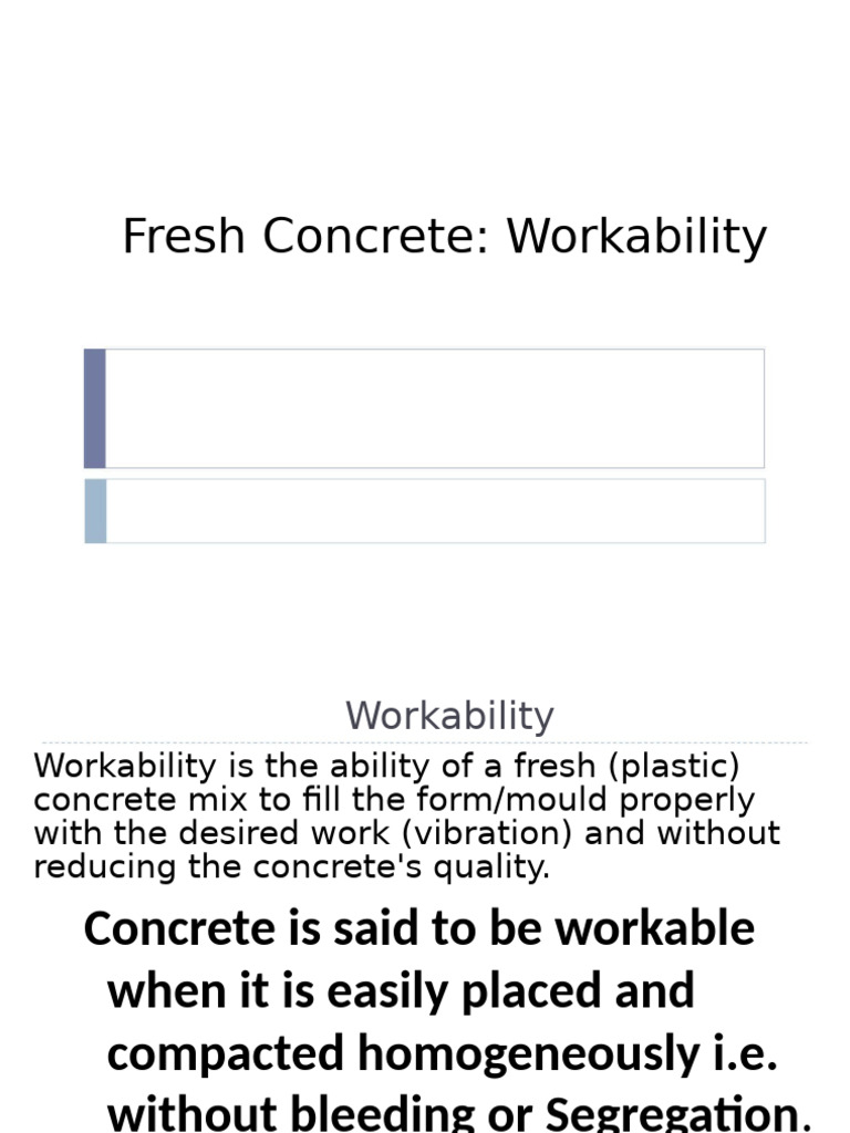 Workability of Concrete | PDF | Concrete | Cement