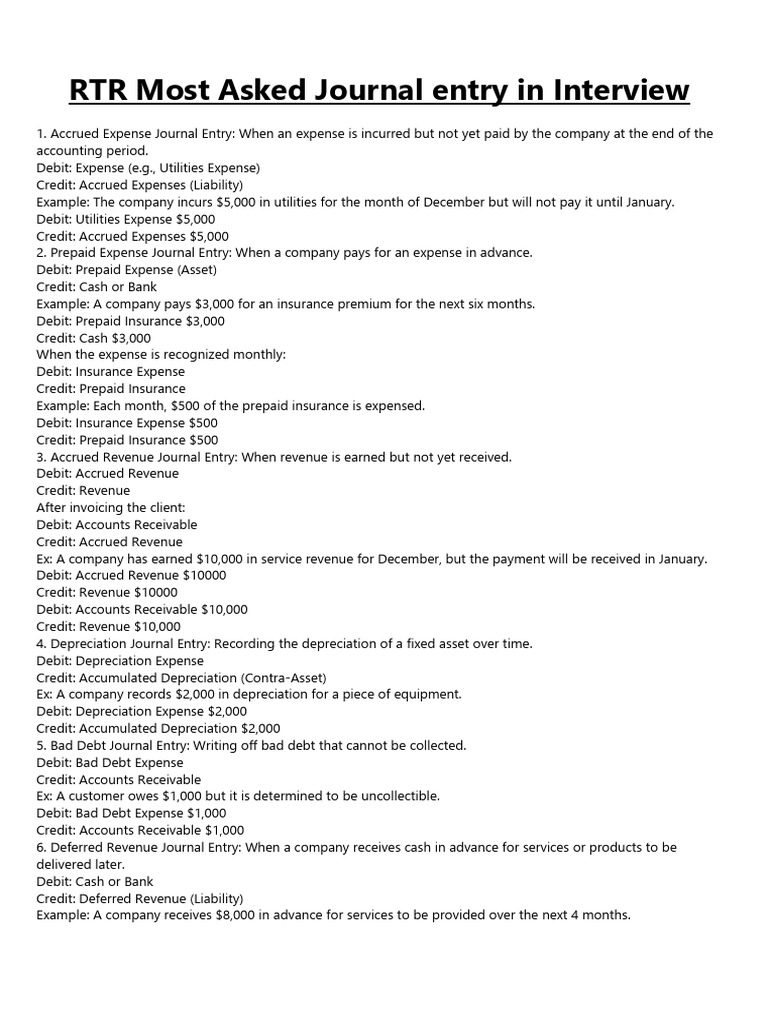 RTR Most Asked Journal Entry - CA Chaturved Mehta | PDF | Debits And ...