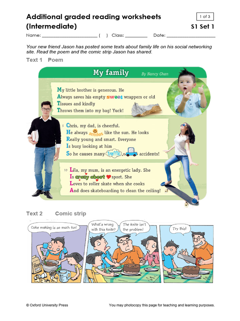 S1 English Reading Comprehension Worksheets | PDF