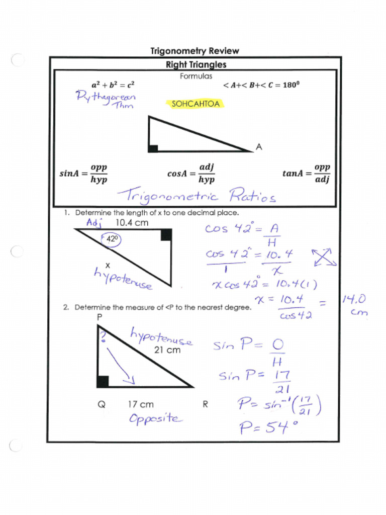 Note - Trigonometry Review | PDF