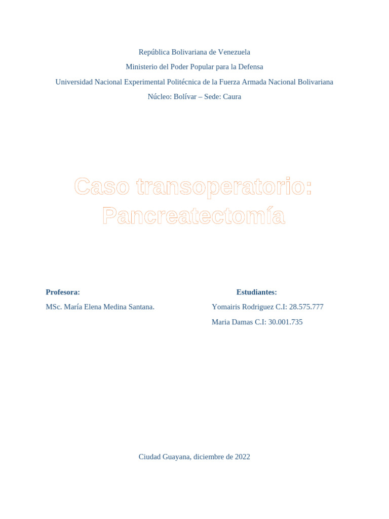 CASO TRANSOPERATORIO | PDF | Cirugía | Páncreas