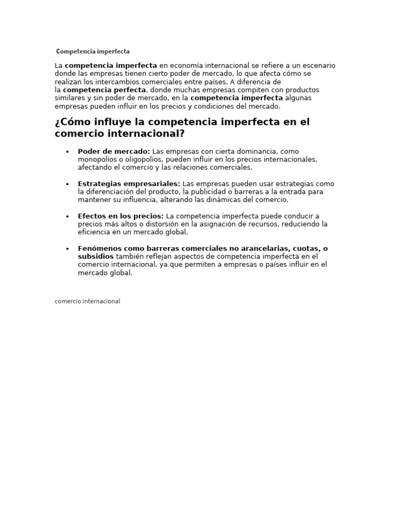 Competencia Imperfecta | PDF