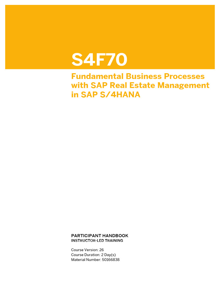 Fundamental Business Processes With SAP Real Estate Management in SAP S ...