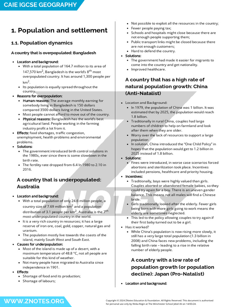 Caie Igcse Geography 0460 Case Studies 65538def82ffbf5e09ca44e5 746 ...