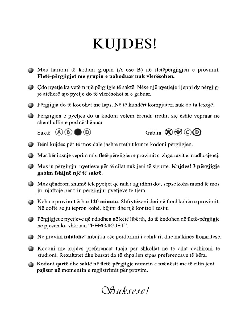 Provimi I Pranimit - SEMA - 2023 KL 9 A | PDF