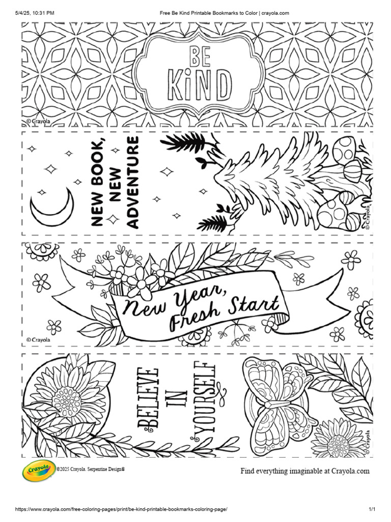 Free Be Kind Printable Bookmarks To Color | PDF