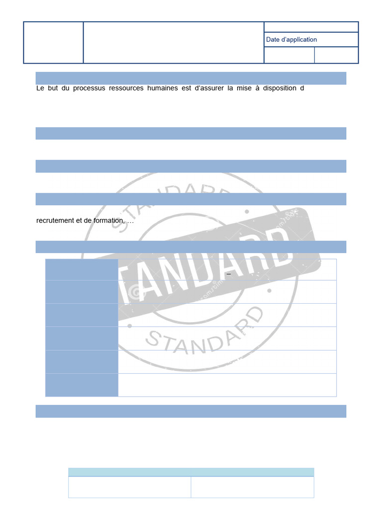 Fiche Processus Ressources Humaines | PDF | Gestion des ressources ...