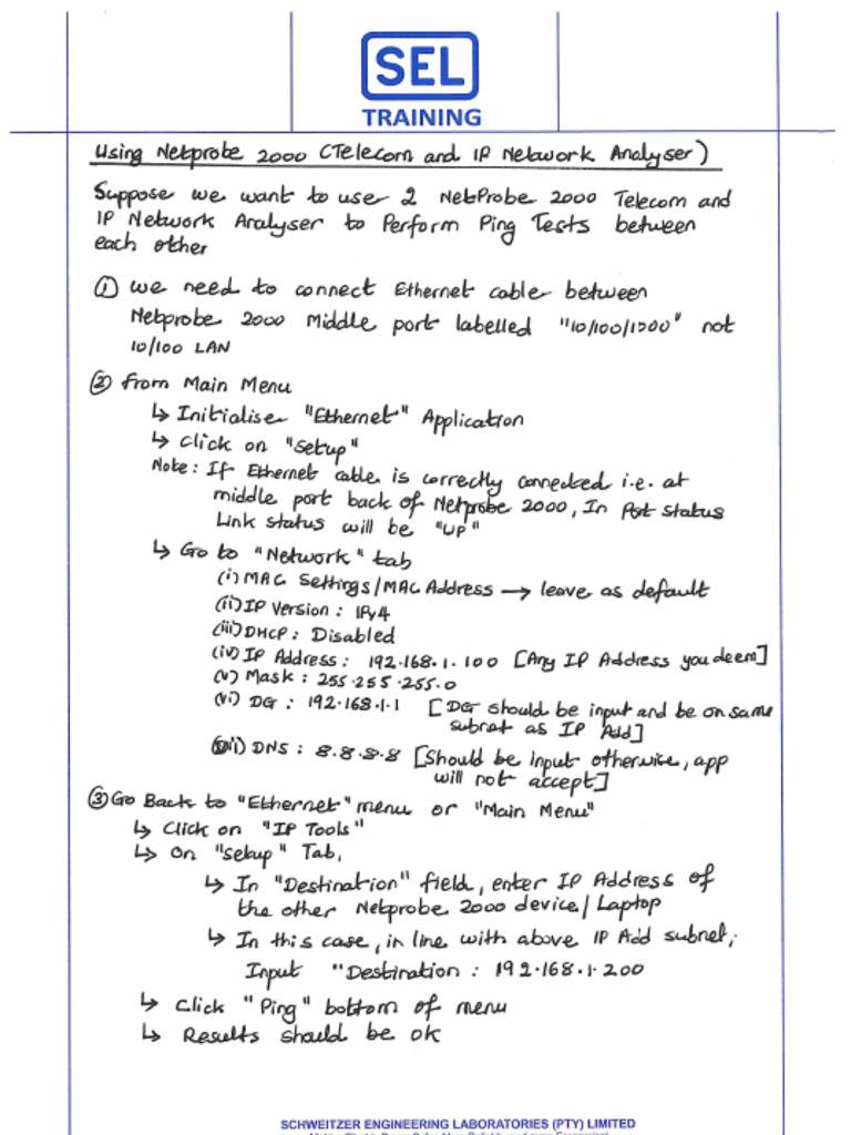 Steps For PING Test Using Netprobe 2000 | PDF