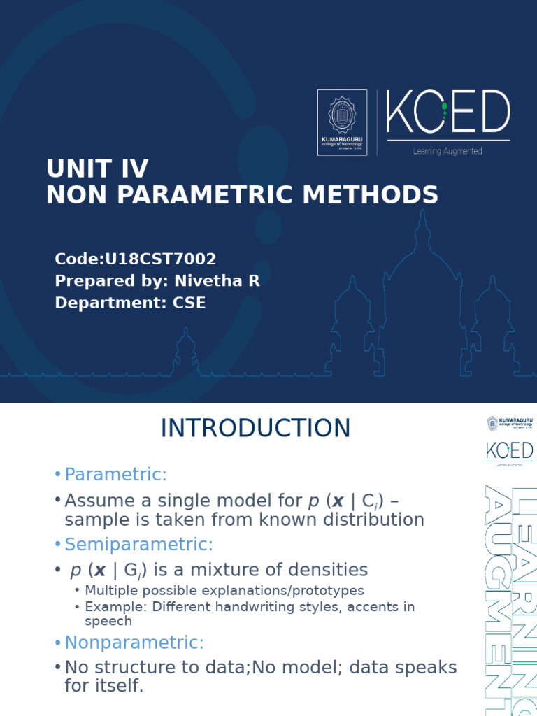 UNIT IV Non Parametric Methods | PDF | Histogram | Cluster Analysis