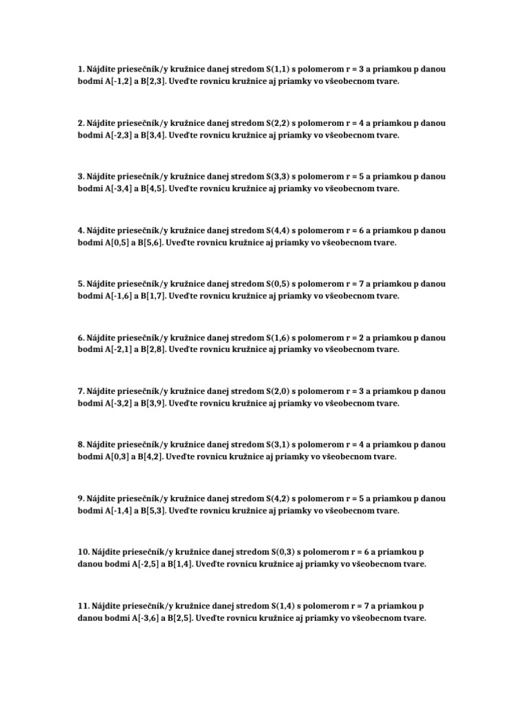 Priklady Priesecniky | PDF