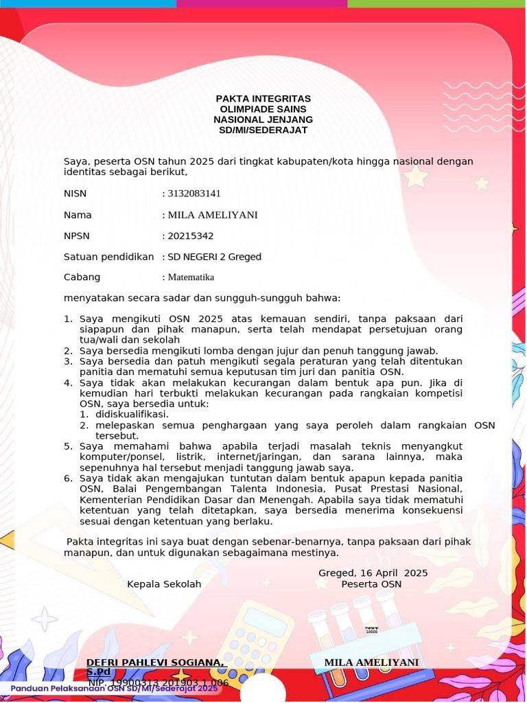 Panduan OSN SD Tahun 2025^^ | PDF
