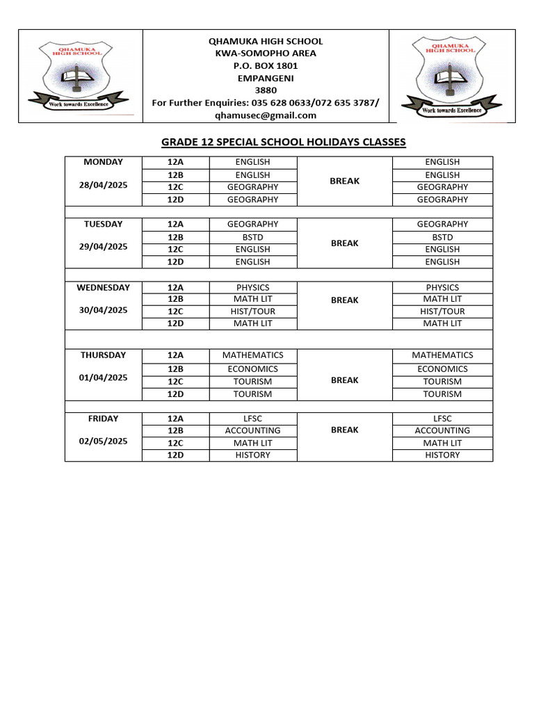 School Special Holidays Classes | PDF